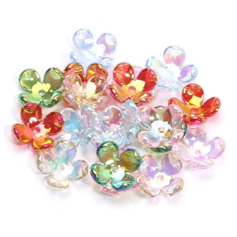 Цветные бусины в форме цветка AB, 11 мм, 50 шт, четыре лепестка, акриловые бусины, аксессуары для украшения ручной работы