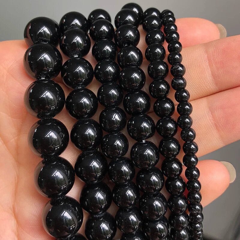 Куoyu Бусины из оникса 4/6/8/12 мм Черный, 10mm 36pcs beads, Black Glass