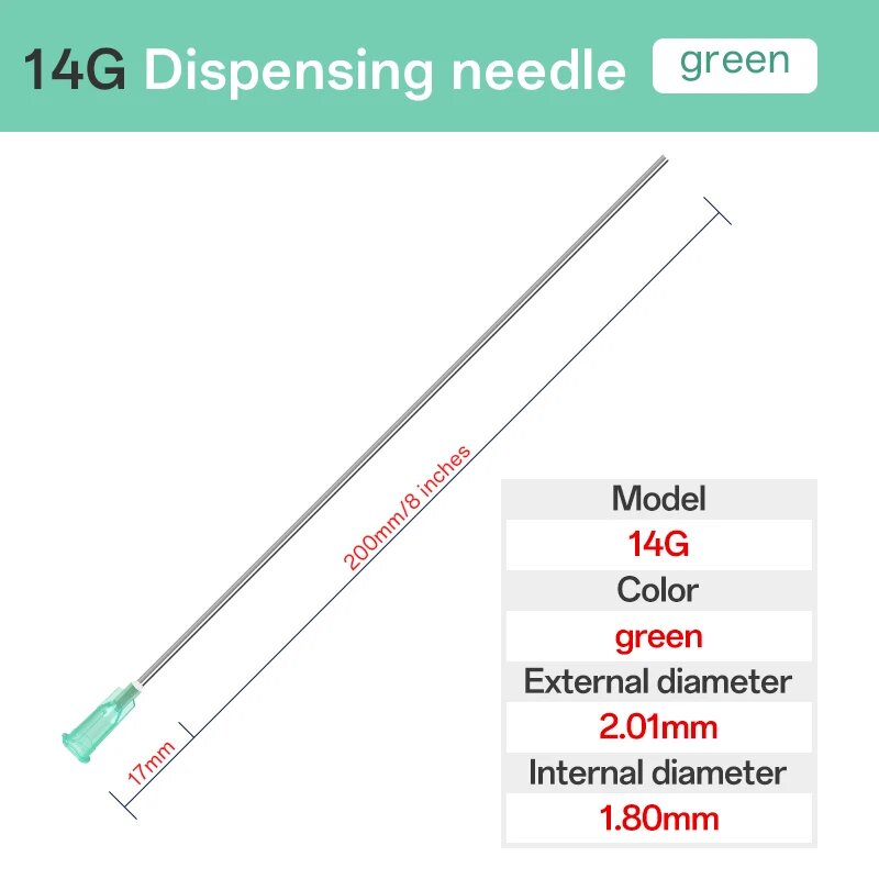 Наборы игл для шприцев из нержавеющей стали 14G-23G 14G 10Pcs