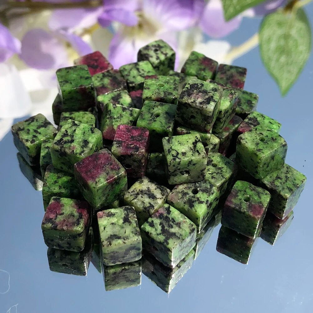 Натуральные квадратные бусины JILKOL агат нефрит амазонит 8mm 46pcs beads, epidote zoisite