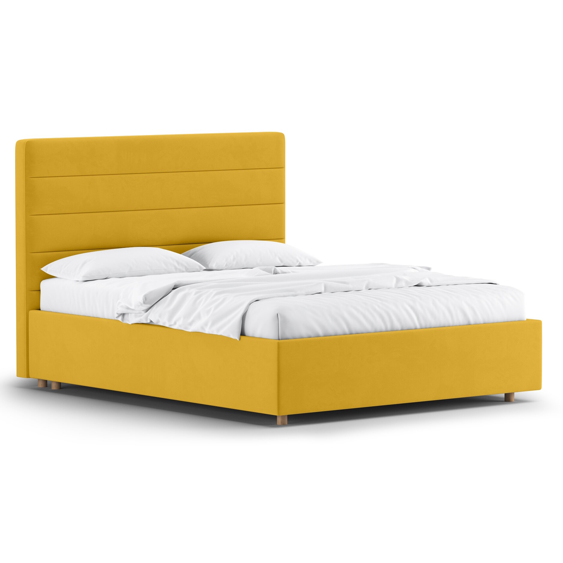 Кровать двуспальная с подъемным механизмом WESTENY "ART 607" H6, 151х217х130, 140х200, желтый велюр