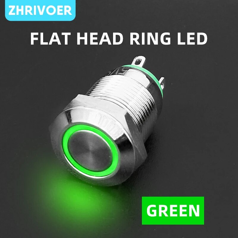 Зеленый кольцевой LED переключатель ZHRIVOER 12-24V, Latching