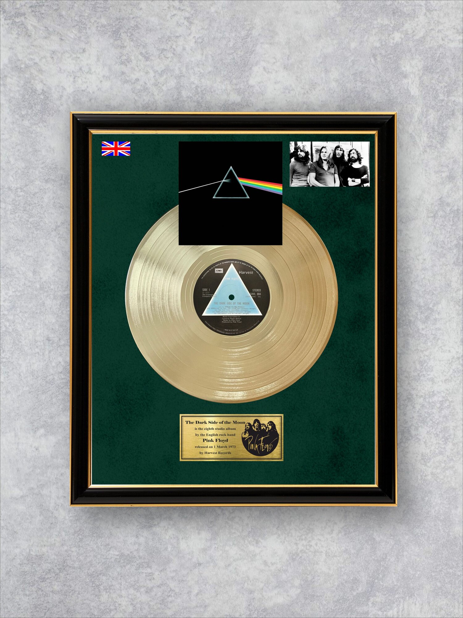Pink Floyd Золотой декоративный винил в рамке