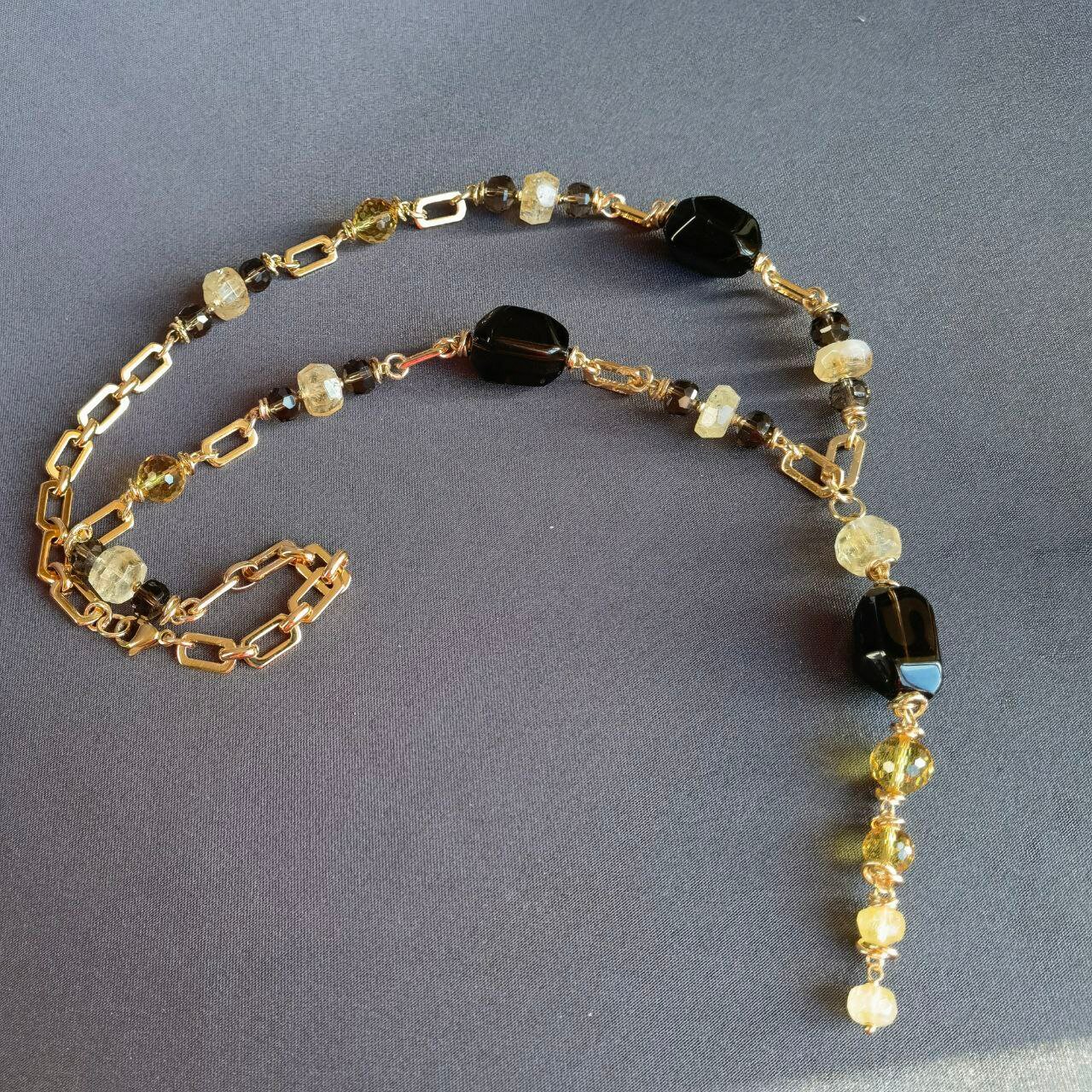 Колье, цитрин, раухтопаз