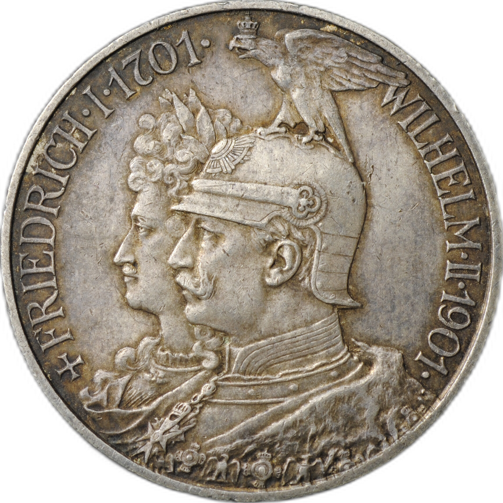 Монета 2 марки 1901 200 лет династии Пруссия Германия