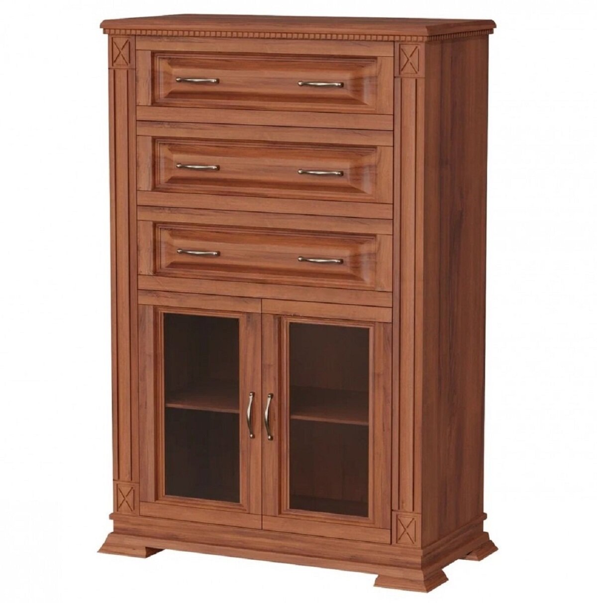 Комод-витрина из массива сосны Верди PREMIUM 204, 80x40x120 дуб 2