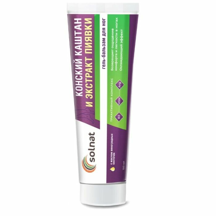 Solnat Гель-бальзам для ног конский каштан и экстракт пиявки 100мл