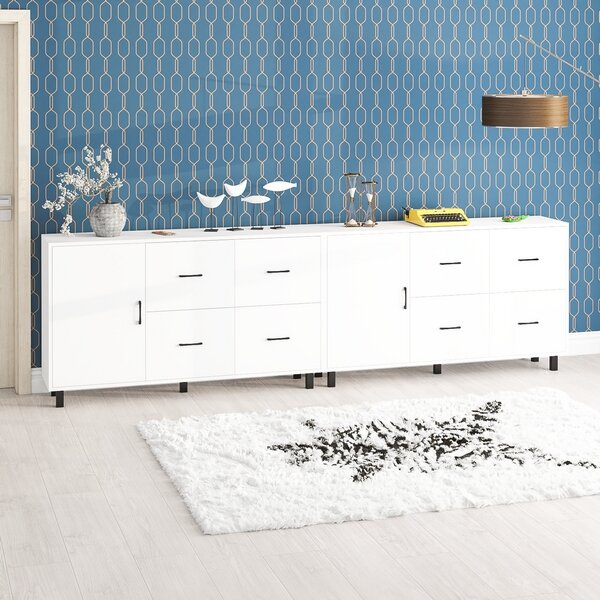 Два комода-тумбы РВК 125-1504 с выдвижными ящиками и дверками, цвет белый, 300,8х37,4х87 см