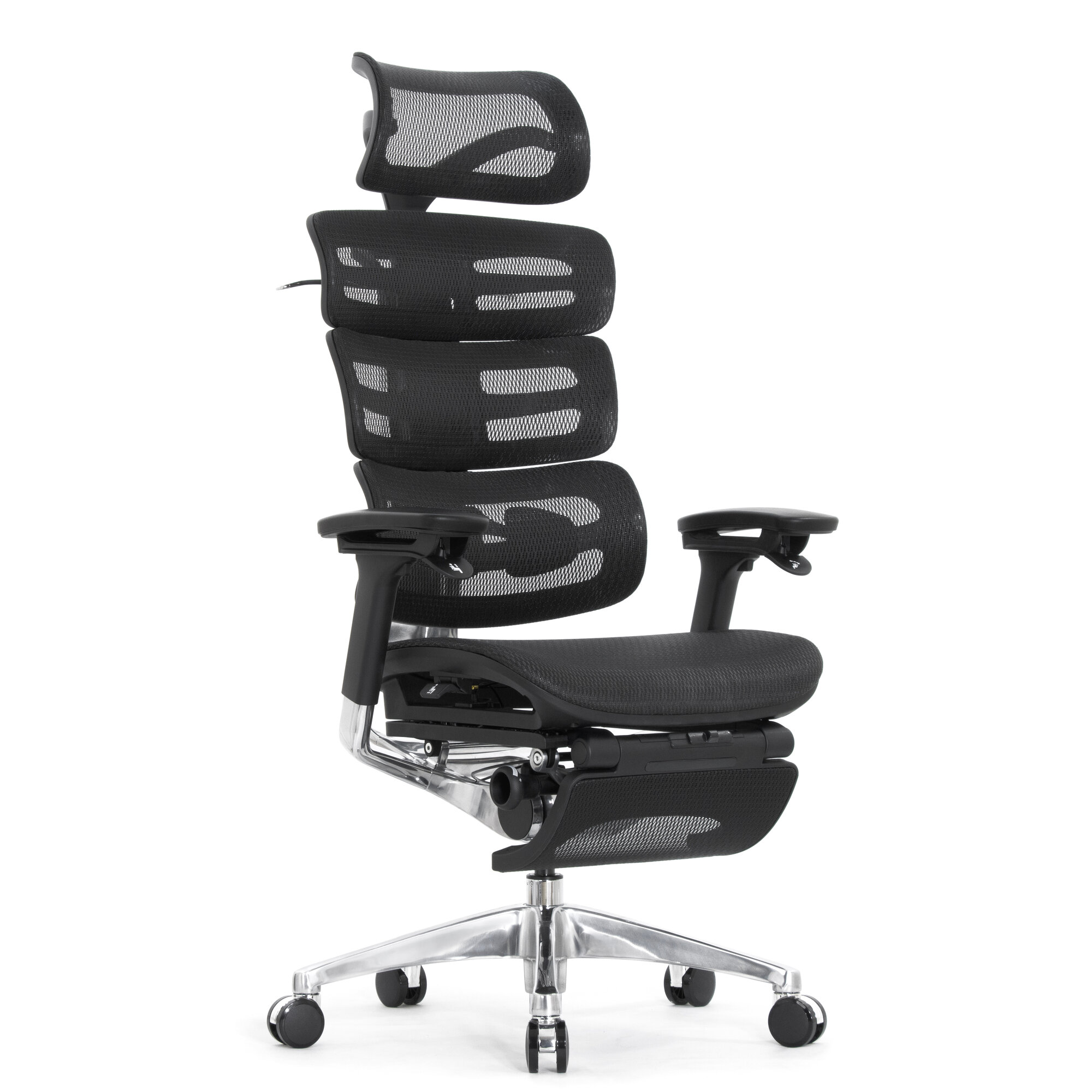 Компьютерное кресло Falto Evolution (чёрный каркас, сетка чёрный, подножка встроенная)