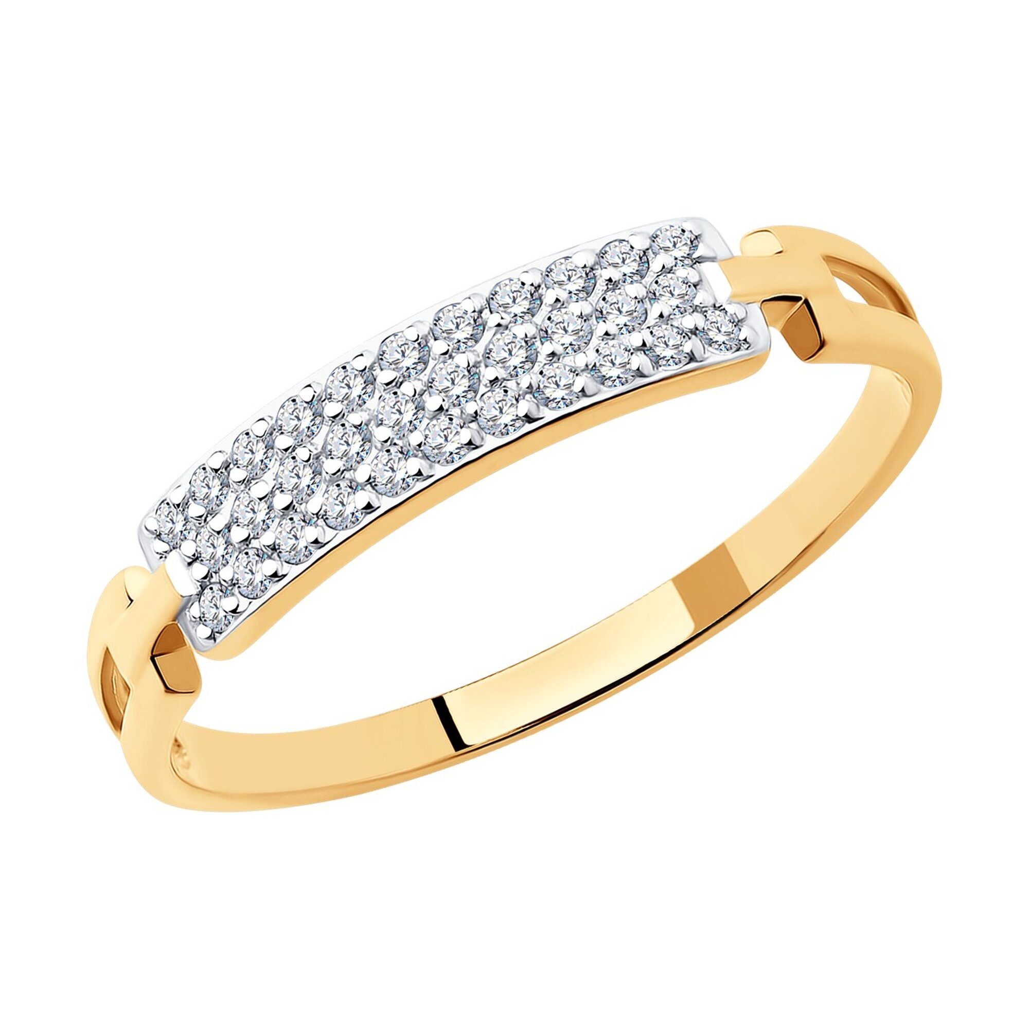 Кольцо дорожка, красное золото, 585 проба, фианит