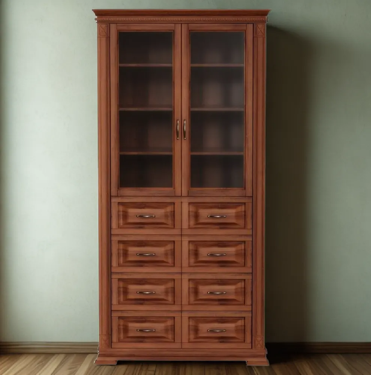 Шкаф книжный из сосны Верди Premium 125, 100x45x200 дуб 2. массив сосны.