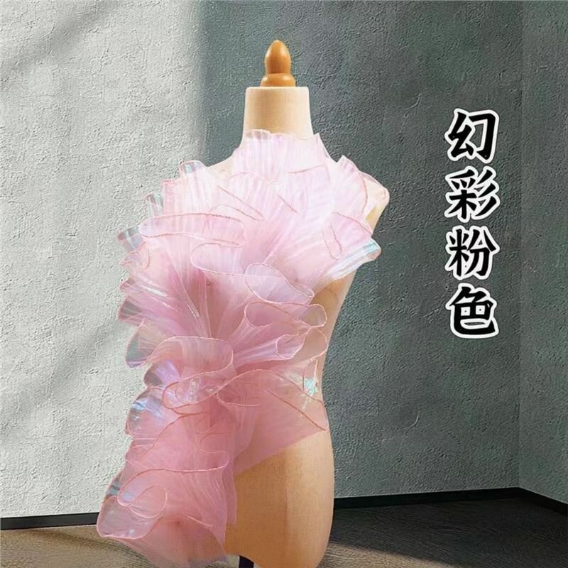 Кружевная фурнитура "Листья лотоса", темно-синяя, с симфоническим градиентом