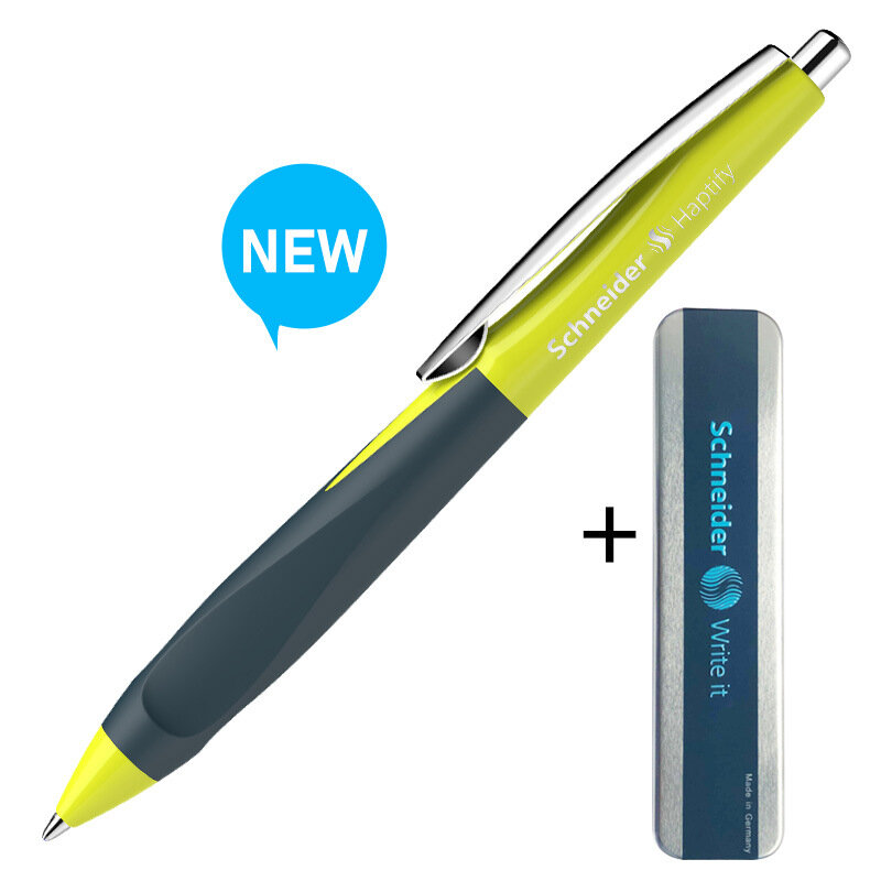 Гелевая ручка Schneider Dolphin Signature Pen, 0.4 мм, ярко-желтая/темно-синяя заправка