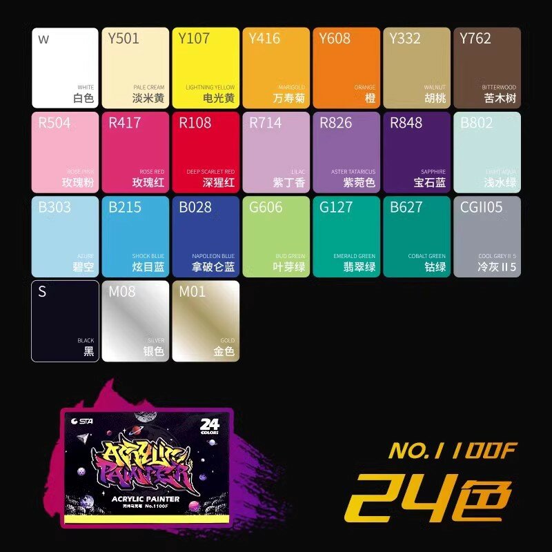 Акриловая маркерная ручка STA 1100M/F, водонепроницаемая, непроницаемая, для граффити