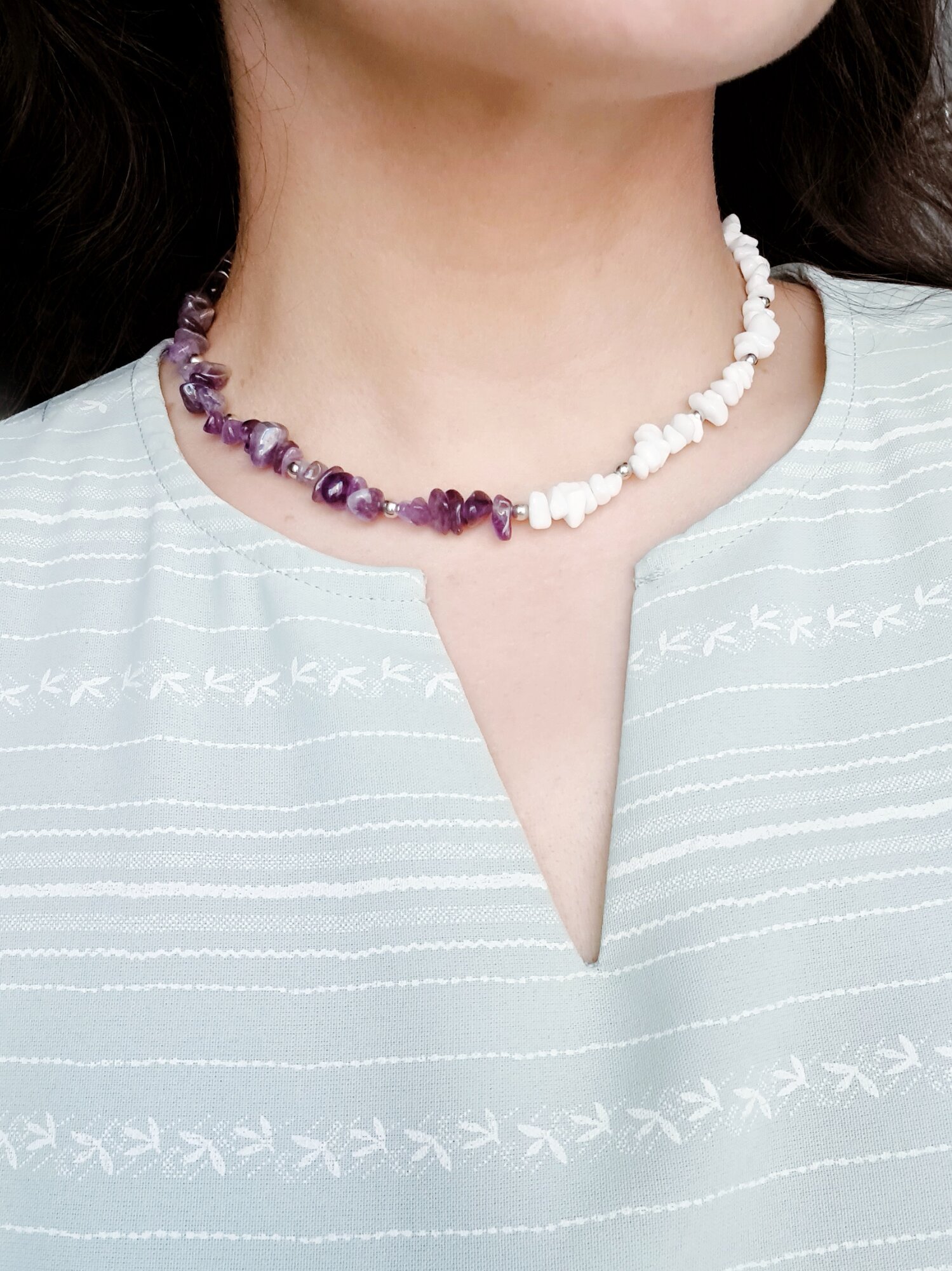 Чокер, агат, аметист