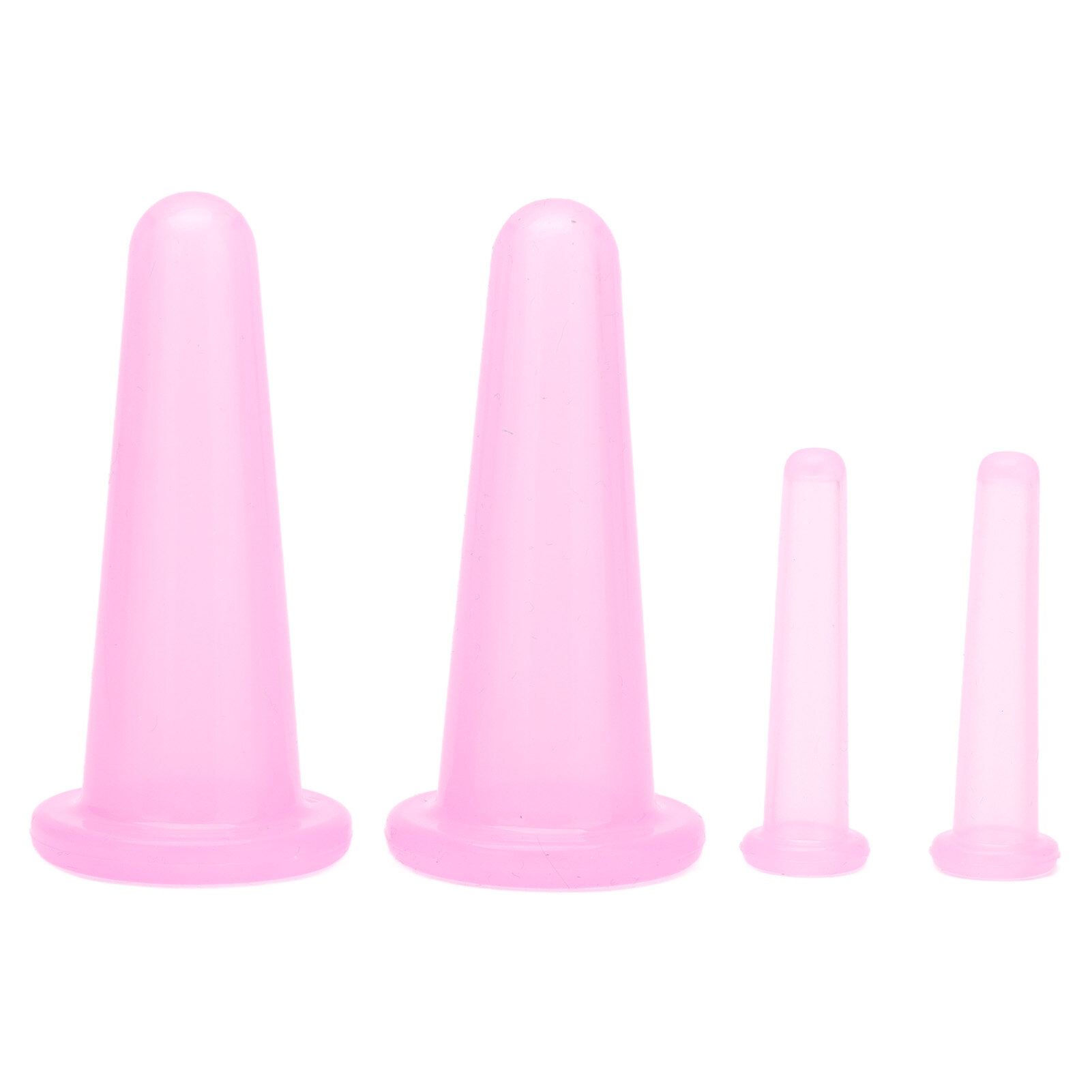 Набор из 4 банок для массажа лица. Удобные, практичные, компактные, легкие, мягкие, гибкие, легко моющиеся. Розовый.