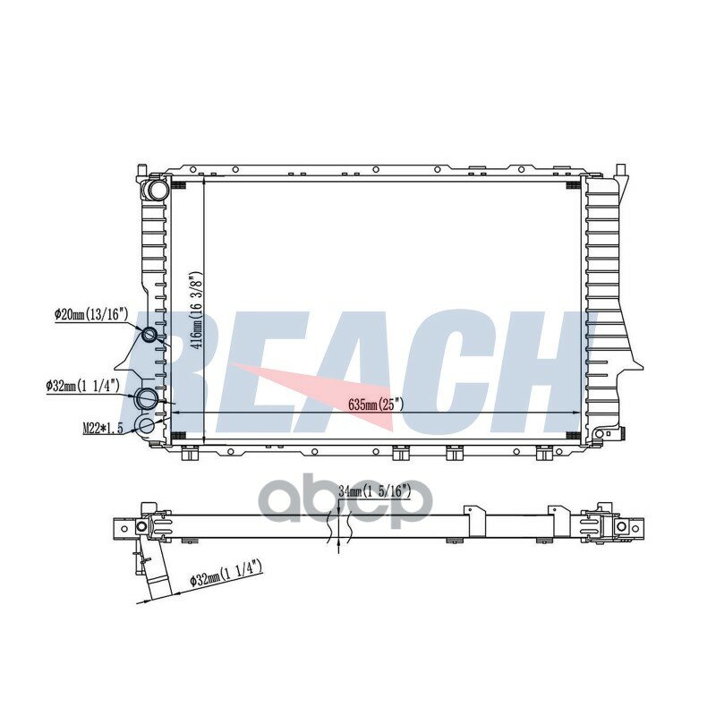 Радиатор AUDI 100 1.6 I 92-94 REACH арт. 1.40.13095.534