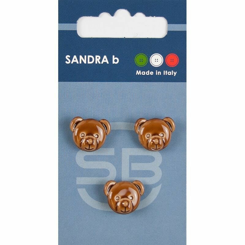 Пуговицы Sandra b "Мишка", коричневые, 3 шт