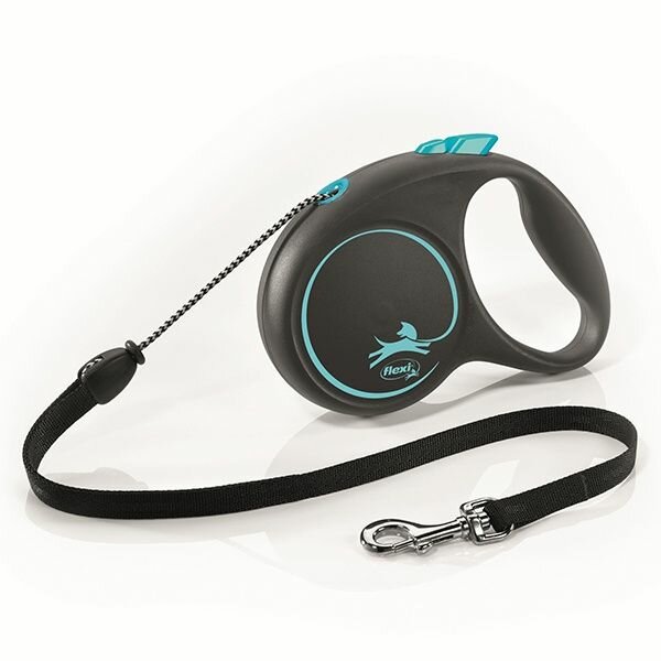 Поводок-рулетка FLEXI "Black Design", трос, размер M, 5 м, 20 кг, cиняя