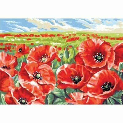 Канва Grafitec "Красные маки", ткань с рисунком, серия 12,000, 80х60 см