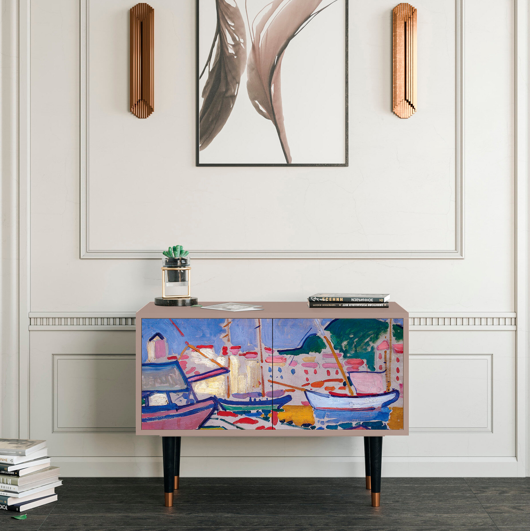 Комод - STORYZ - S1 The Port of Collioure by Andre Derain , Размер - 94 x 69 x 48 см, Цвет корпуса - , Бежевый