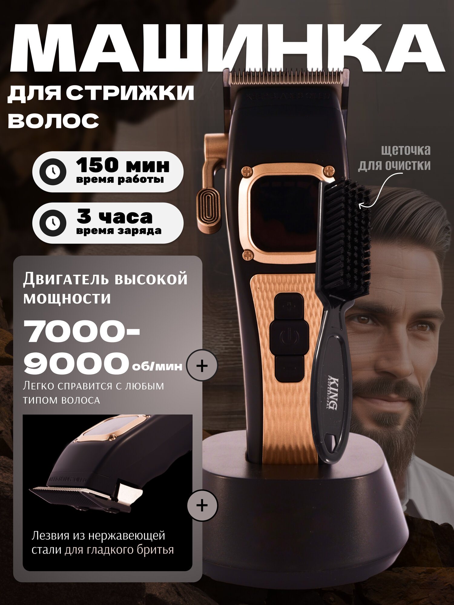 Профессиональная беспроводная машинка для стрижки волос/триммер/набор для стрижки/салонная/домашняя/с дисплеем
