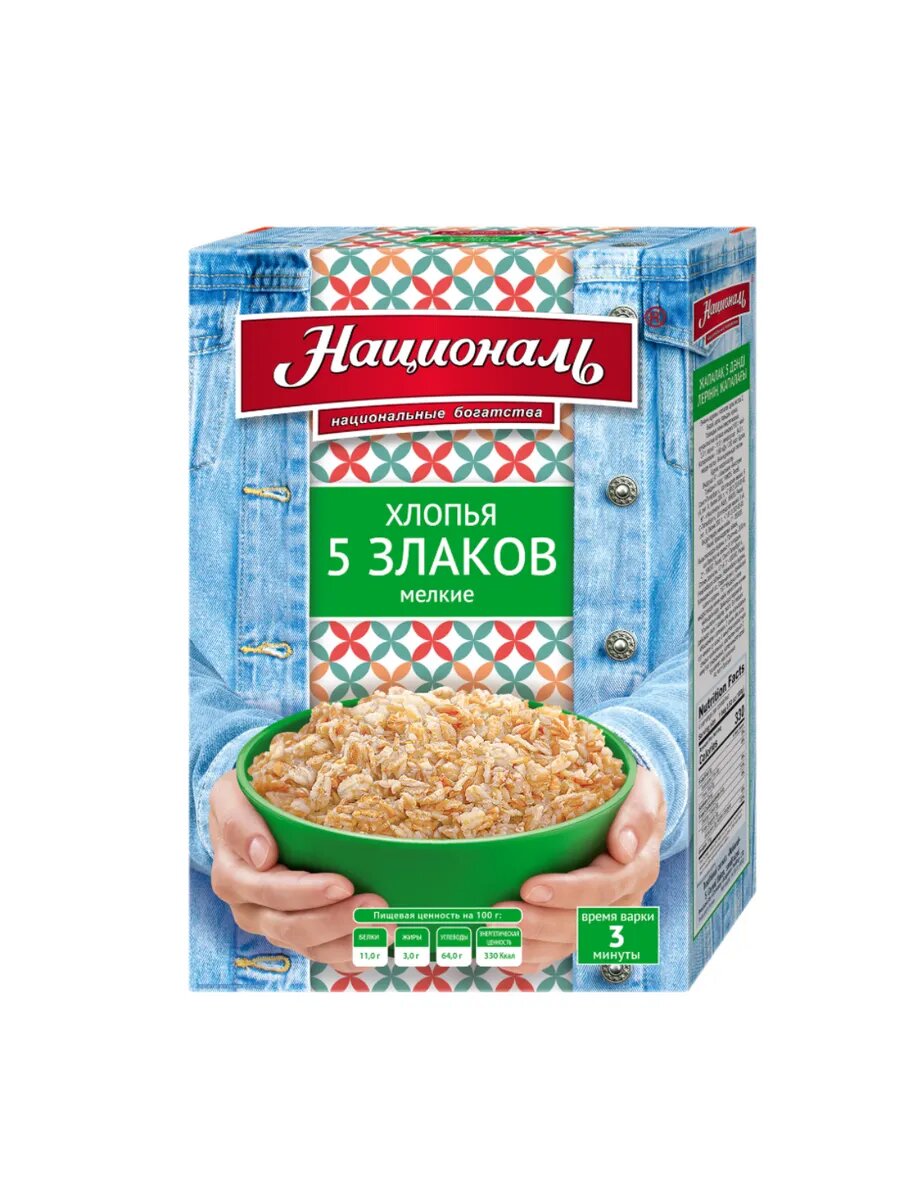 Хлопья Националь 5 злаков Мелкие 400 г