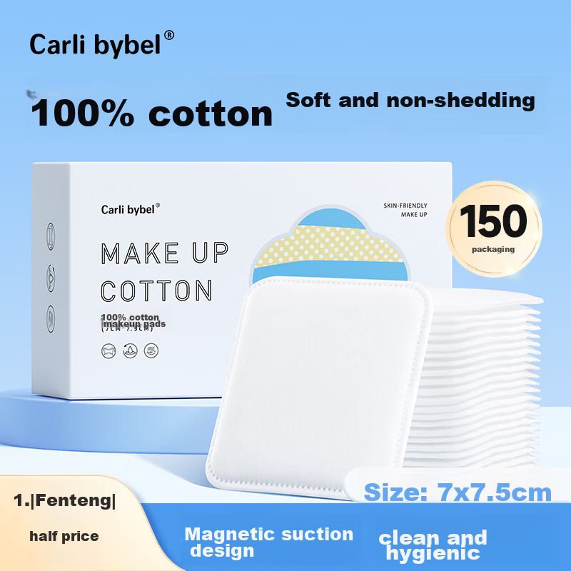 CARLI BYBEL Cotton Pads, Double-Sided for Makeup Removal And Facial Cleansing, Moisturizing, with Fully Edged, Extra Large Pads