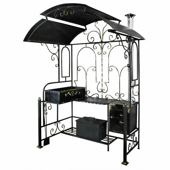 Мангал Делюкс Лайт с коптильней, стальной, толщина стенок 3мм, 165x125x235см