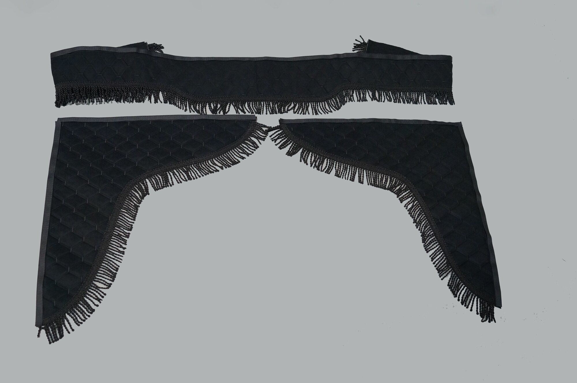 Ламбрекены Газель 3302 (1.5м) с бахромой. Алькантара чёрная