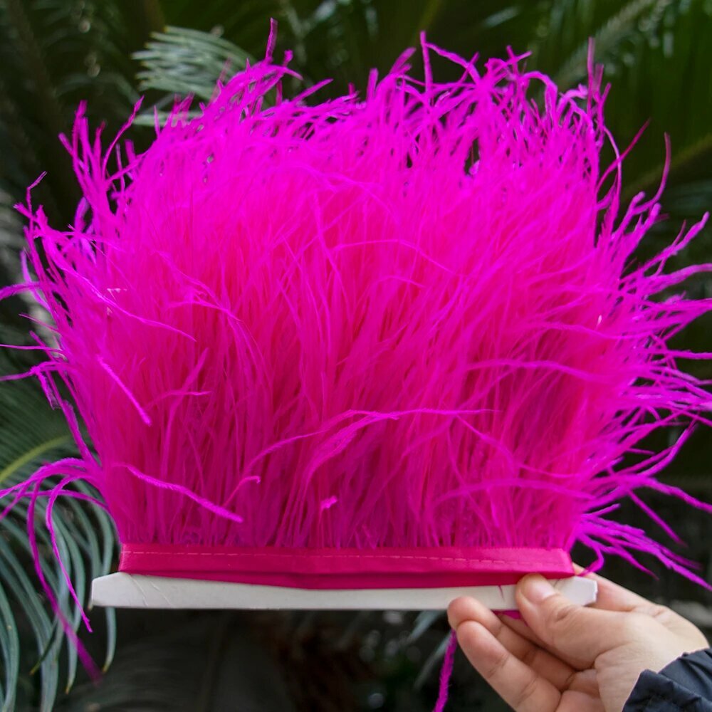 Пушистая лента из страусиных перьев DailyBesdeals 8-10 см Розовый, 1M, Rose red