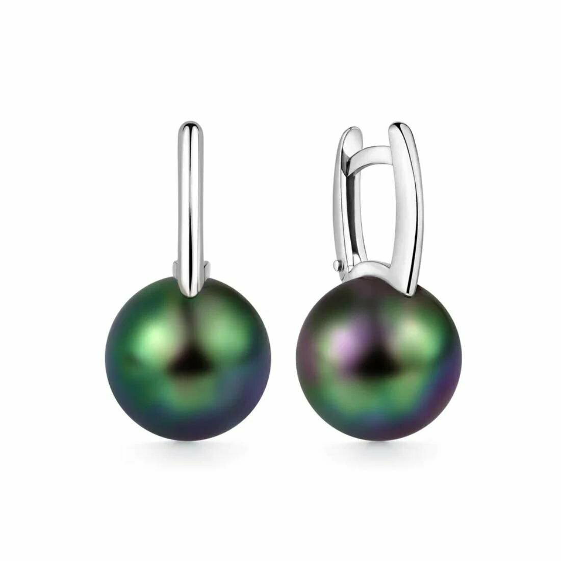 Серьги двусторонние, серебро, 925 проба, родирование, жемчуг имитация