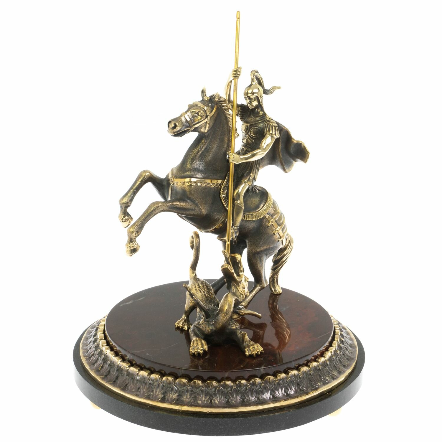 Cтатуэтка "Святой Георгий Победоносец" из бронзы и яшмы 129244