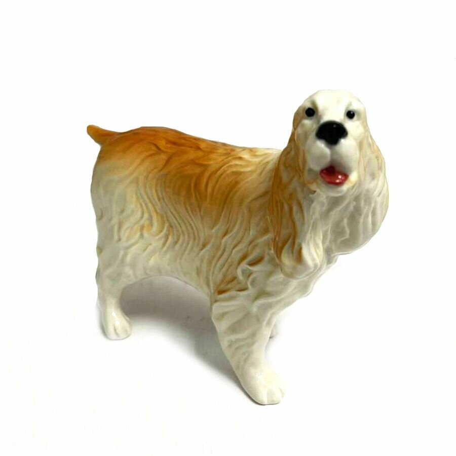 Фарфоровая эксклюзивная интерьерная статуэтка Русский спаниель палевый