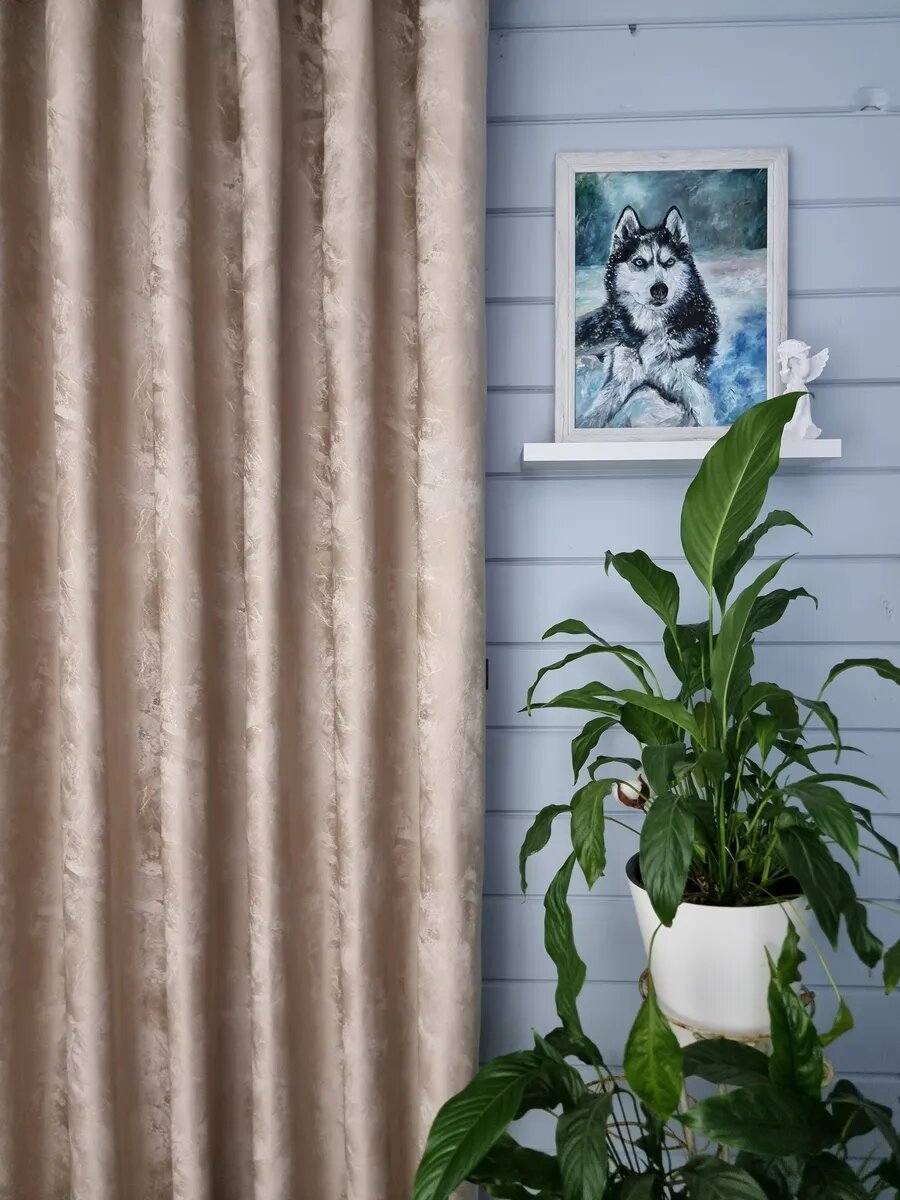 Шторы Lovitex "Бархат Мрамор", бархат, непрозрачные, 200x270 см на люверсах