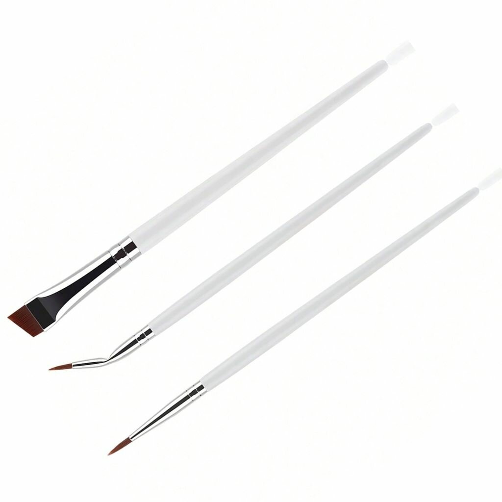 Кисти для макияжа, Набор из 3 кистей для подводки с тонким углом - белый