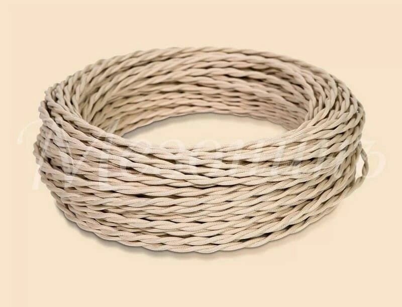 Ретро кабель витой ПВХ (50м) 2*1,5 слоновая кость GE70141-02 ТМ МезонинЪ