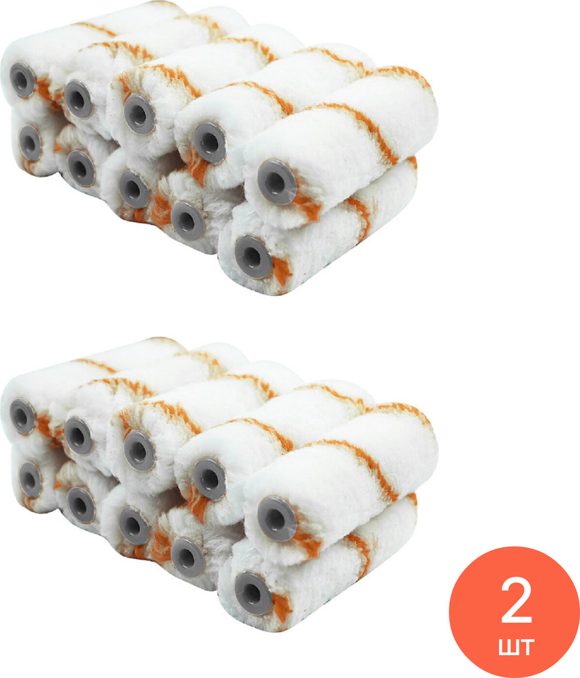 Ролик для валика Rollingdog / Роллингдог бюгельный без ручки, из полиэстера, ворс 12мм, диаметр крепления 6мм, длина 100мм, в упаковке 10шт. / строительство и ремонт (комплект из 2 шт)