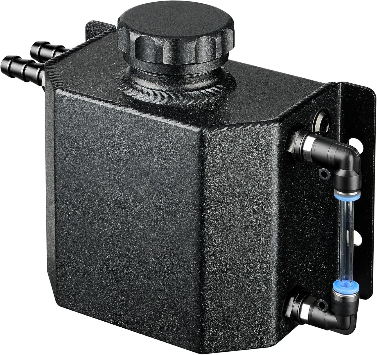 Перелив охлаждающей жидкости Алюминиевый бак радиатора, расширительный бак резервуара Универсальный 1л Черный 1L balck