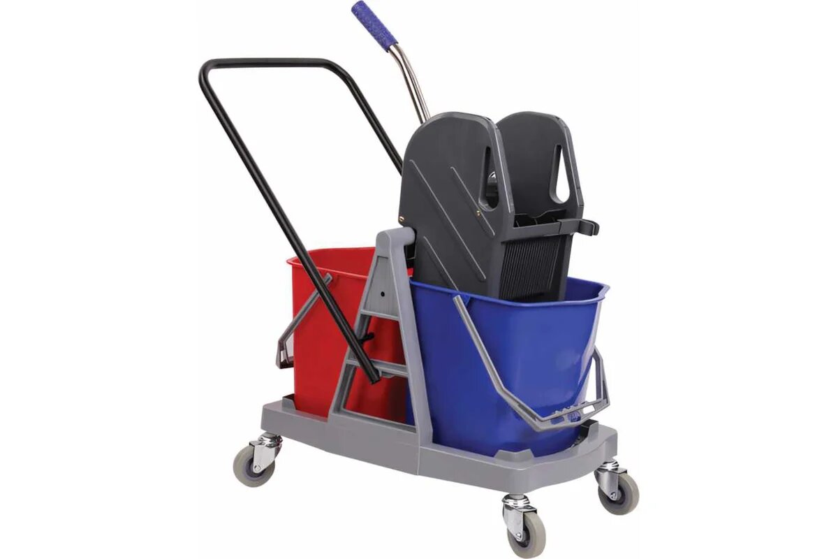 BRABIX Тележка уборочная, 2-съемных ведра 17л, механический отжим, пластиковый каркас, 606660