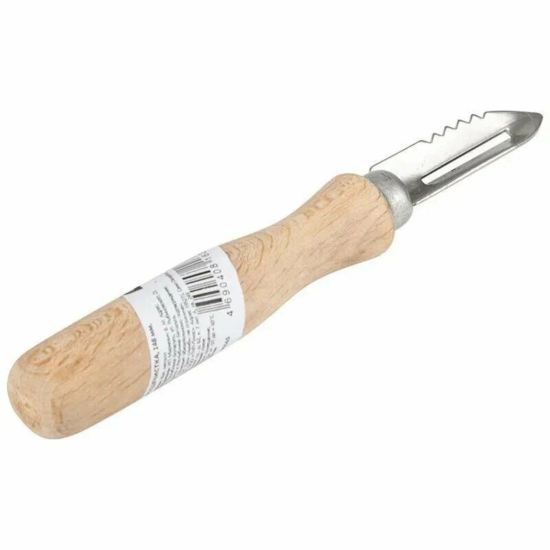 Овощечистка вертик. лезвие, дерев ручка 14,8 см.