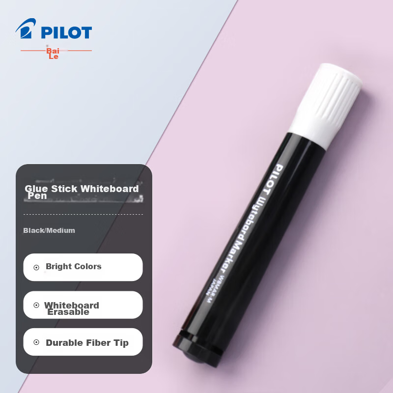PILOT Water-Based Erasable Whiteboard Marker, Large Capacity Thick Barrel, M Nozzle Thick Barrel Marker, Logistics Marker, WBMAR Black Single Pack