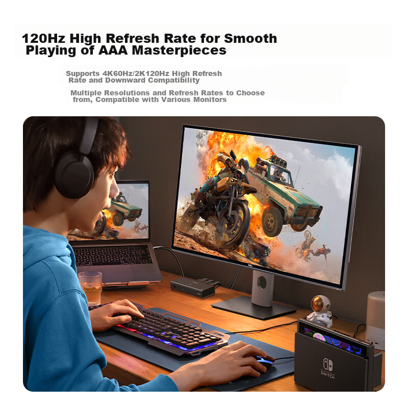 Lulian HDMI 2.0 Switcher, 3-In 4K 60Hz, Video Splitter, Compatible with Laptops, Desktops, TVs, Monitors, Projectors, 2-In 90800