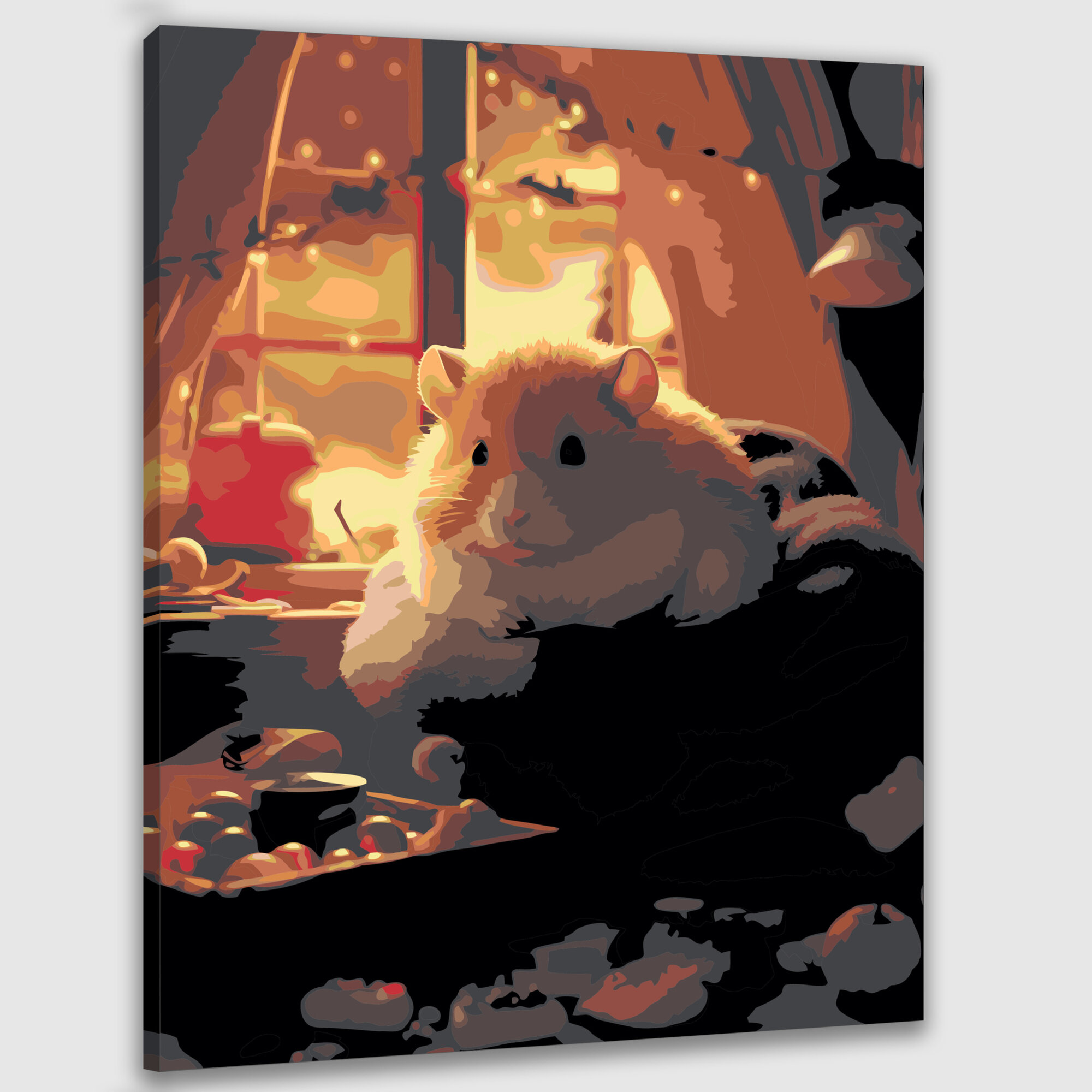 Картина по номерам 40x50 см, сонный хомяк, клетка, уголок, подстилка, жевательные игрушки, теплое освещение