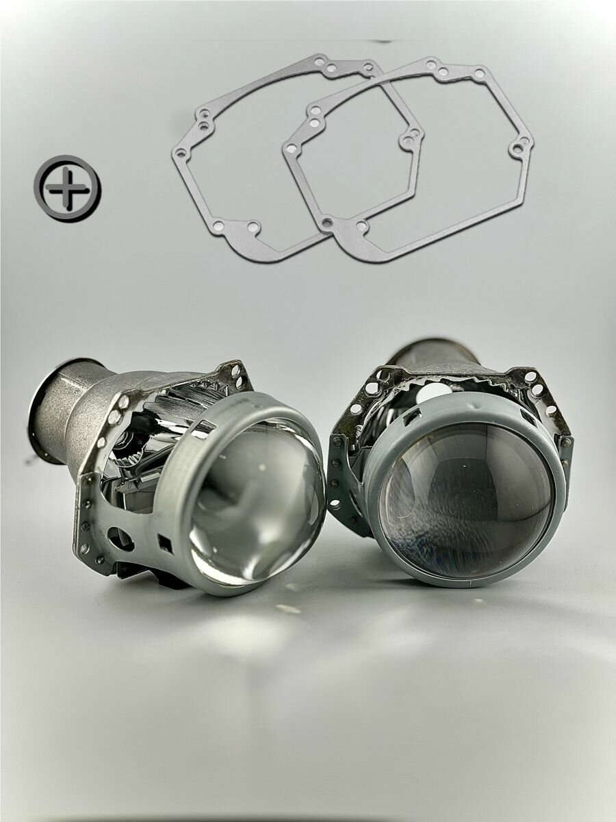 Би-галоген (лед/ксенон) линзы для Mitsubishi Outlander 1 2002-2008 тип HELLA 3R цоколь H7/D2/D4 / ближнего и дальнего света в автомобильные фары / Би галогенные модули комплект 2шт