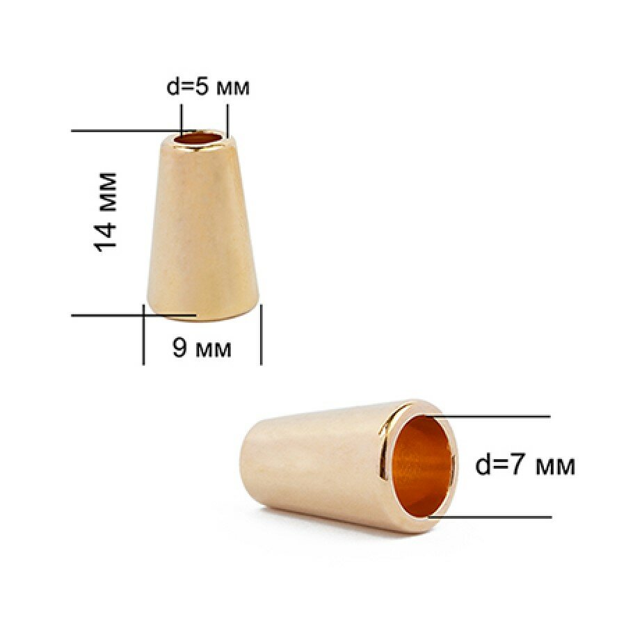 Наконечник для шнура металл TBY OR.0305-5331 (13.8х9мм) цв. золото уп. 100шт