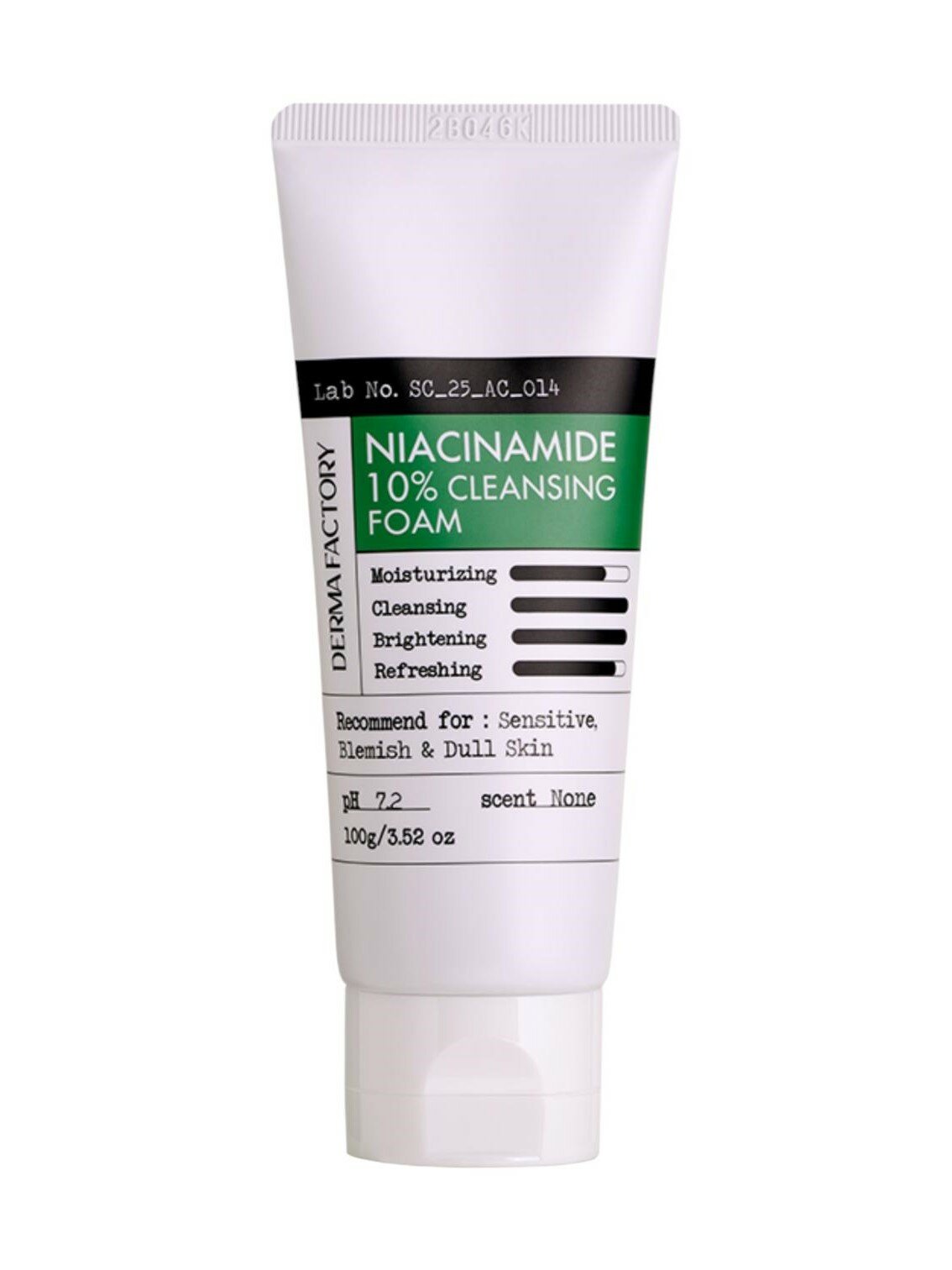 Derma Factory Мягкая пенка для умывания с 10% ниацинамидом Niacinamide 10% Cleansing Foam 100 мл.