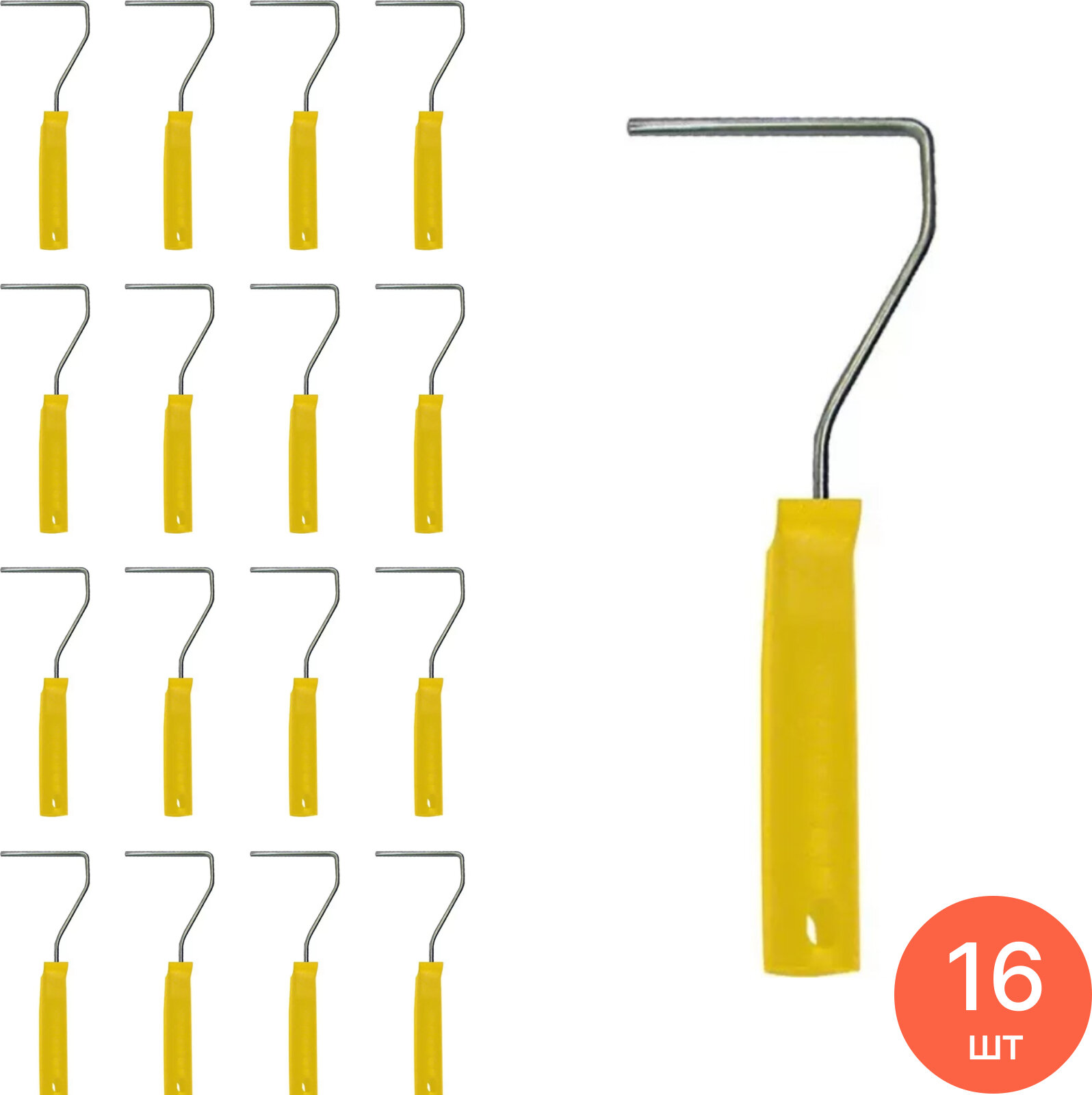 Ручка для валика 888 бюгель мини оцинкованная из металла и пластика, диаметр 6мм, длина 190мм / строительство и ремонт (комплект из 16 шт)