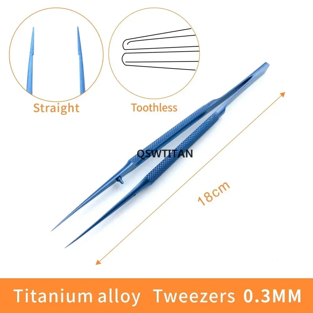 Титановые пинцеты 18см, 0.3мм, Straight