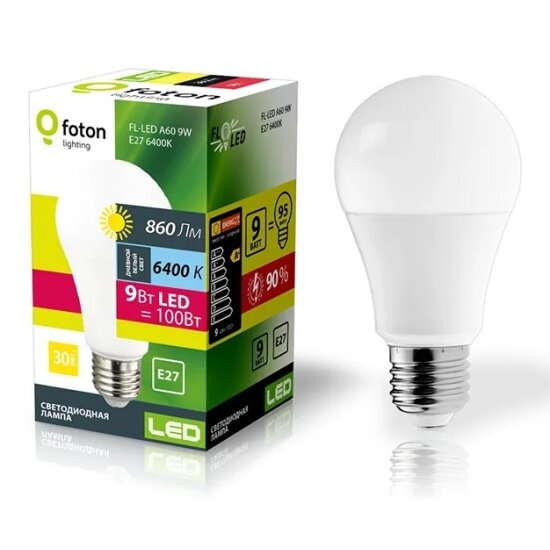 Светодиодная лампа Foton Lighting FL-LED A60 8W E27 6400К 220В 800Лм 55*100мм